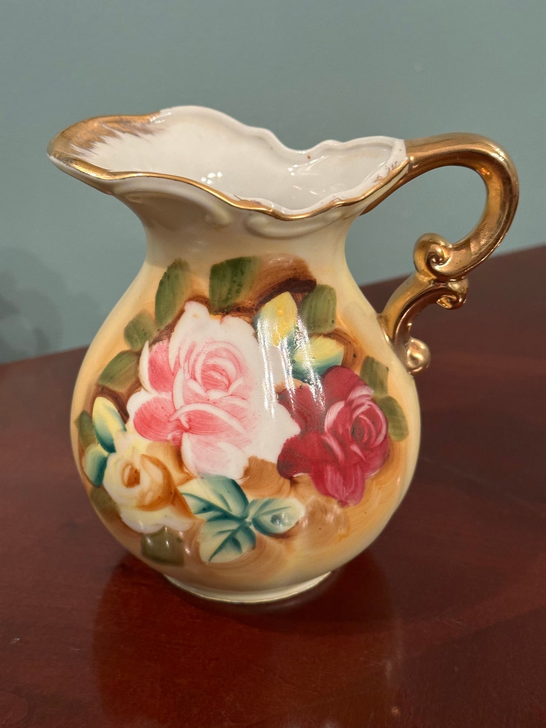Antique Hand Painted Gold Gilt Porcelain Carafe - Etsy