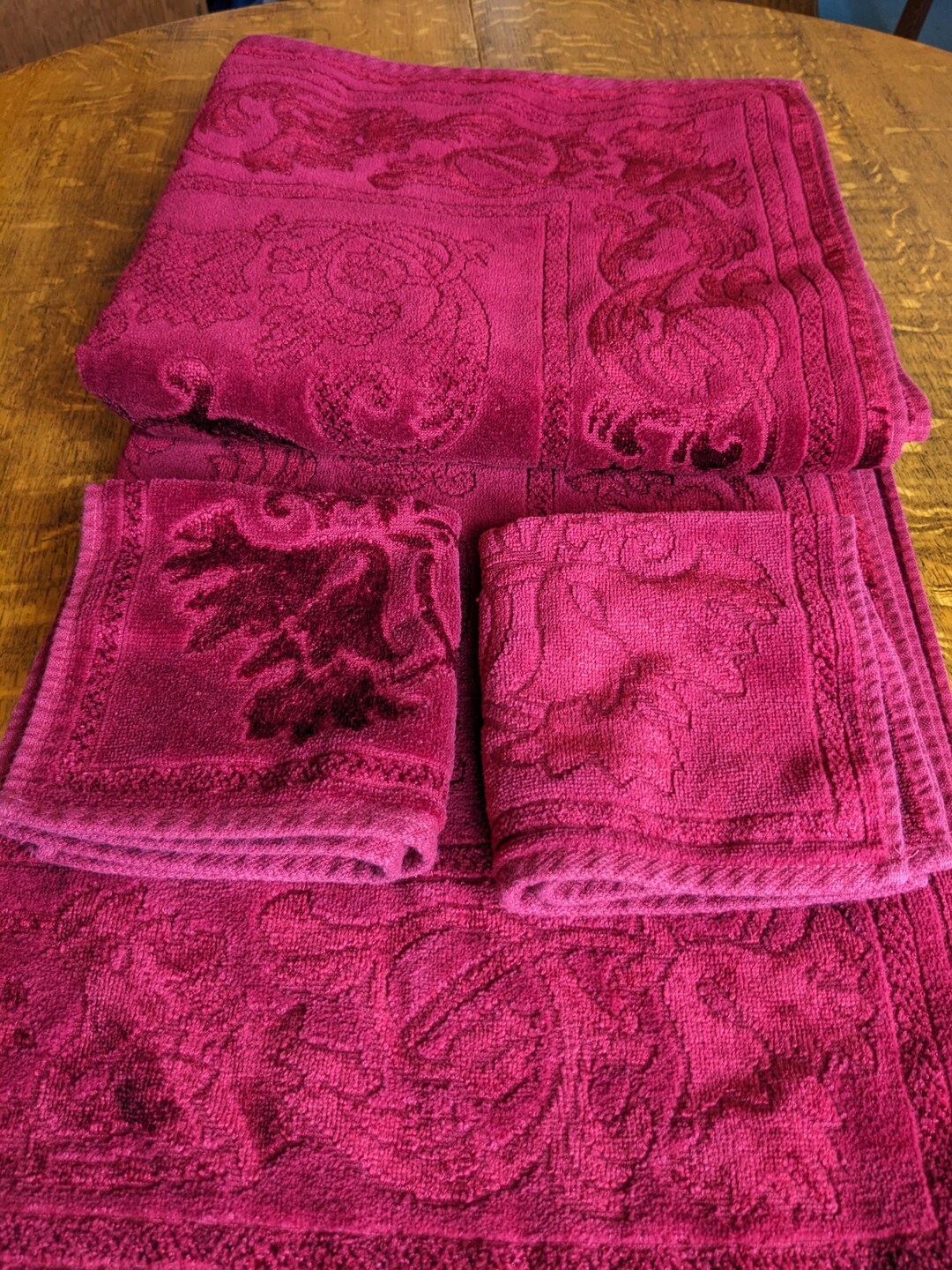 Vintage Terrisol Luxury Embossed Burgundy Bath Towel Set of 4 Brazil - Etsy