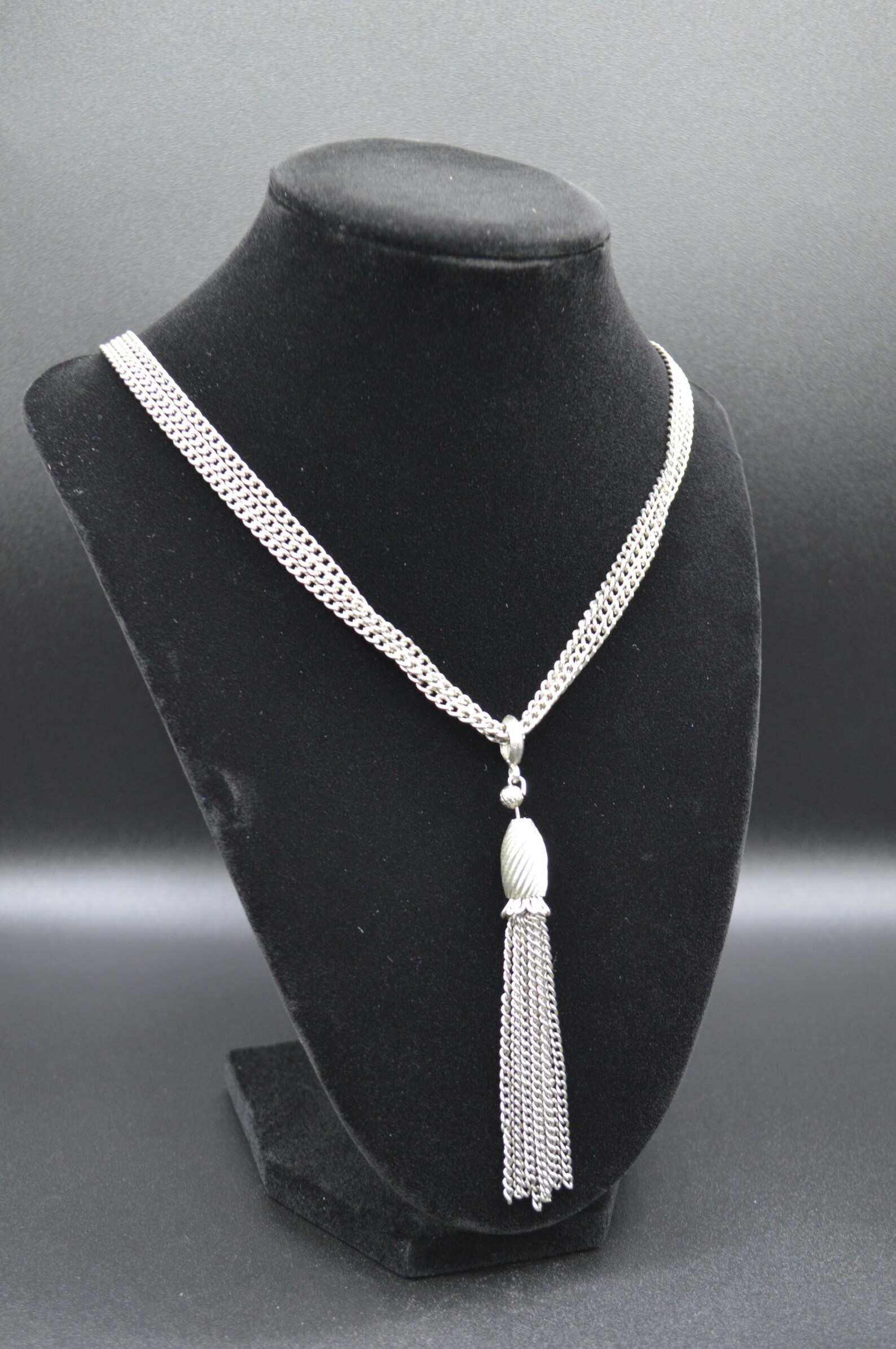 Vintage Stainless Steel Triple Chain Fringe Necklace - Etsy