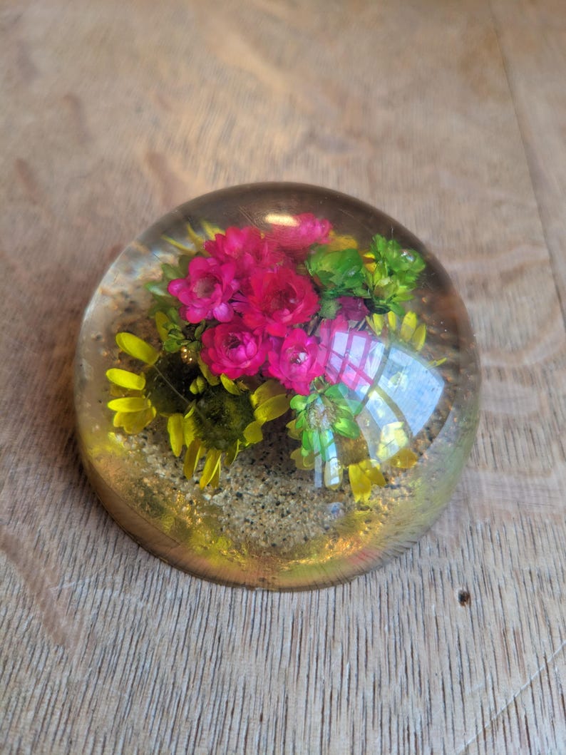 Vintage Neon Dried Flowers Half Sphere Resin Suncatcher Paperweight - Etsy