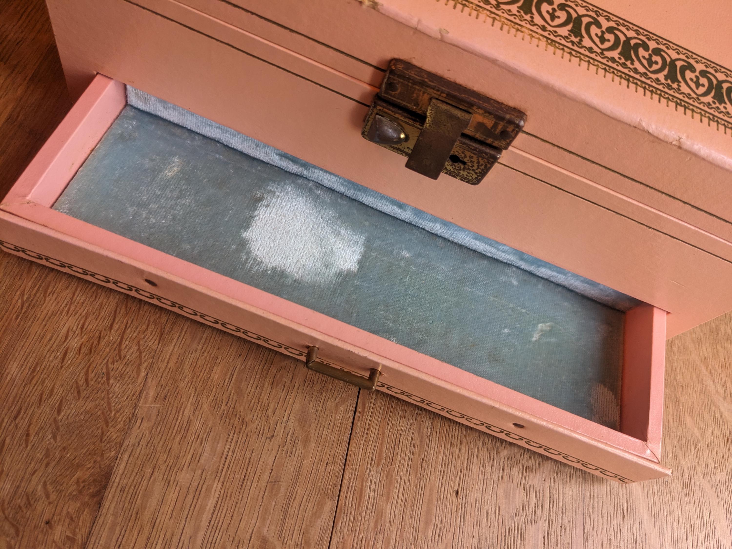 Vintage Dancing Ballerina Musical Jewelry Box Pink With Blue Lining and ...