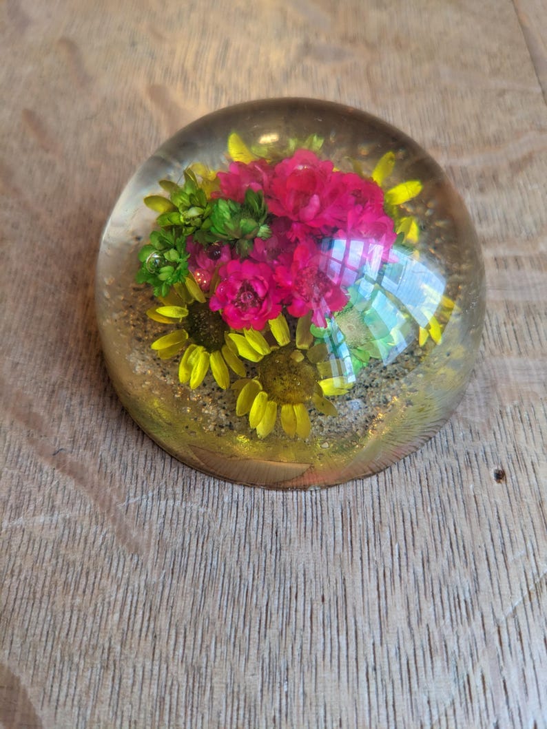 Vintage Neon Dried Flowers Half Sphere Resin Suncatcher Paperweight - Etsy