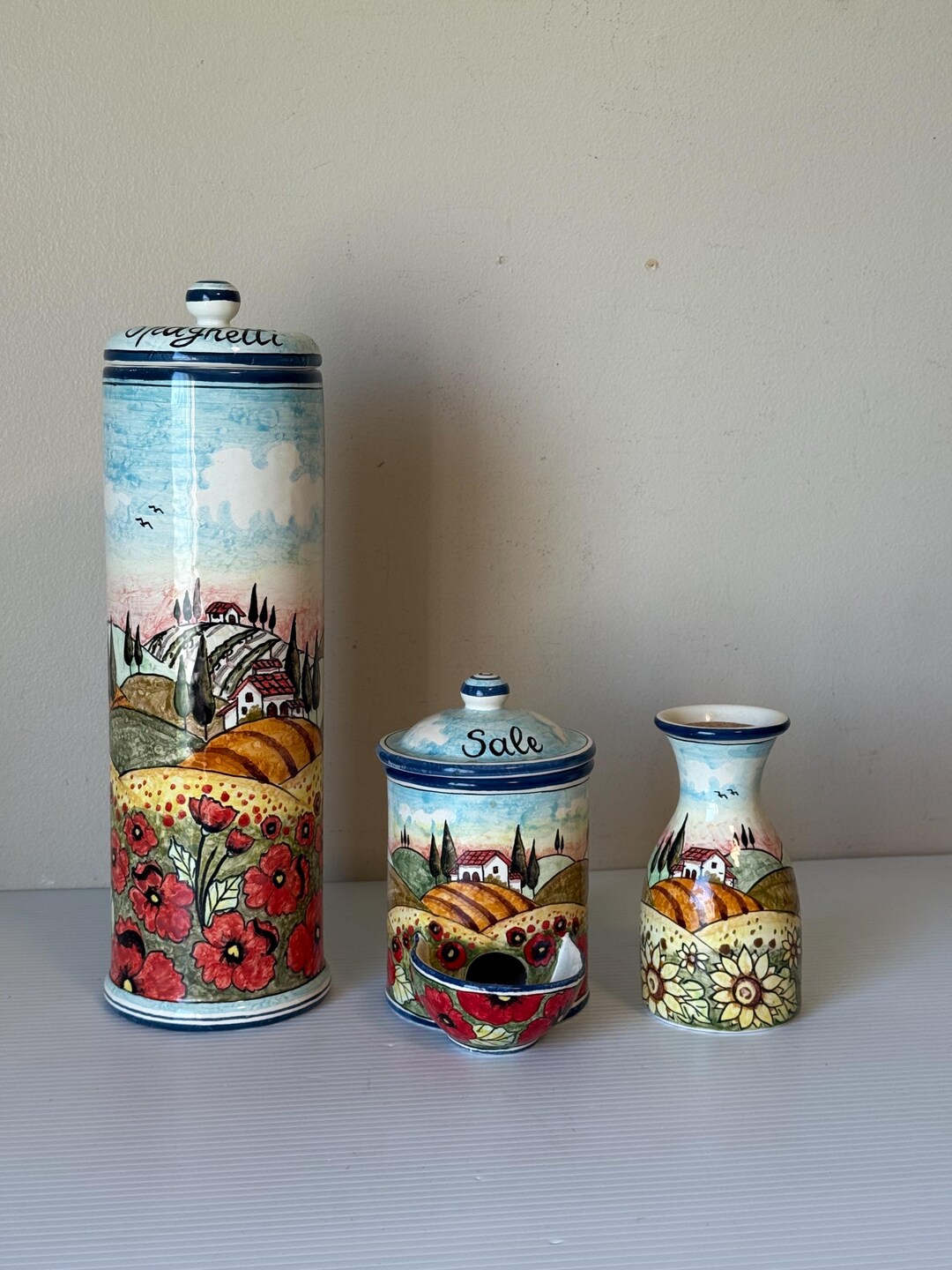 Hand-painted Italian Ceramic Canister Set, Tuscan Kitchen Decor - Etsy