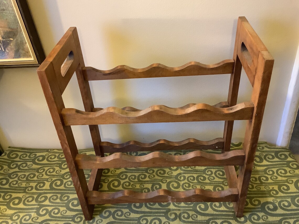 Vintage Wood Wine Rack, Mid Century, MCM Bar Decor - Etsy