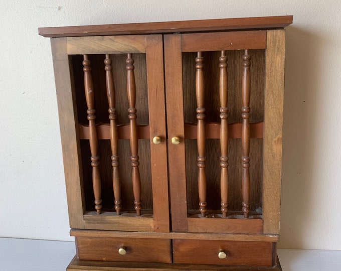 Rustic Wood Spice Cabinet, Wall Mounted Organizer With Drawers, Vintage ...