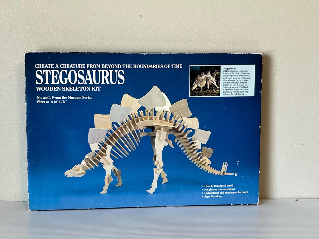 Vintage Stegosaurus Wooden Skeleton Kit, Dinosaur Model Puzzle - Etsy