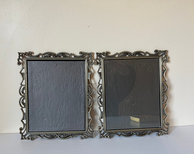 Lot of 2 Victorian Style Pewter Picture Frames, Vintage Home Decor ...