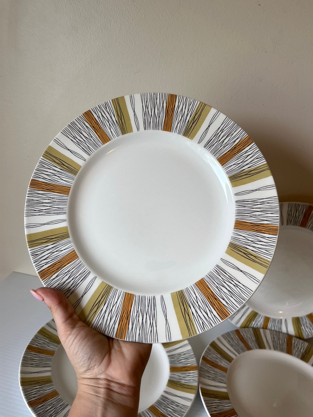Set of 6 Midwinter Pottery Ceramic Dinner Plates, Vintage 1970's Decor ...