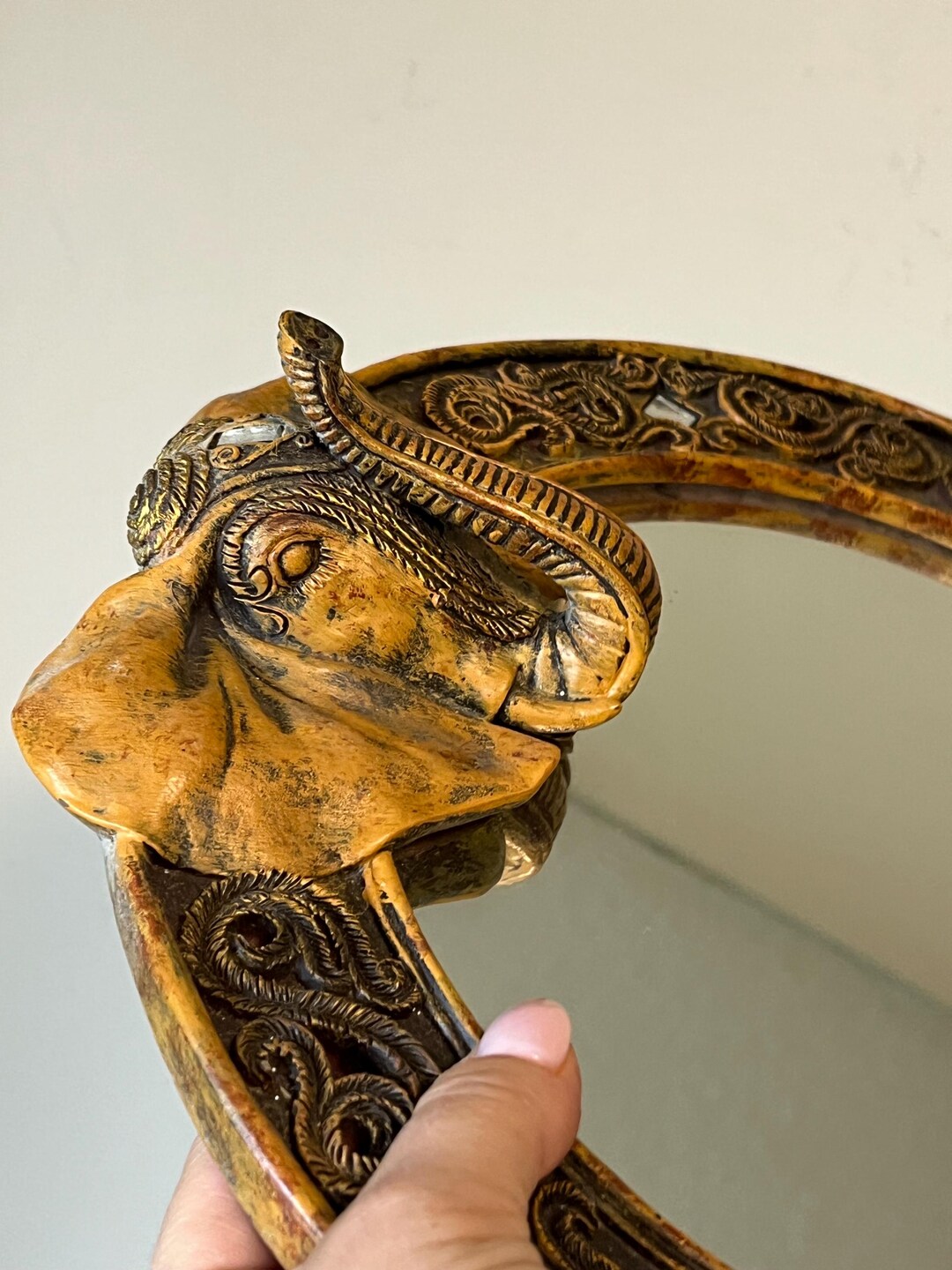 Vintage Elephant Round Wall Mirror, Elephant Head Mirror, Elephant ...