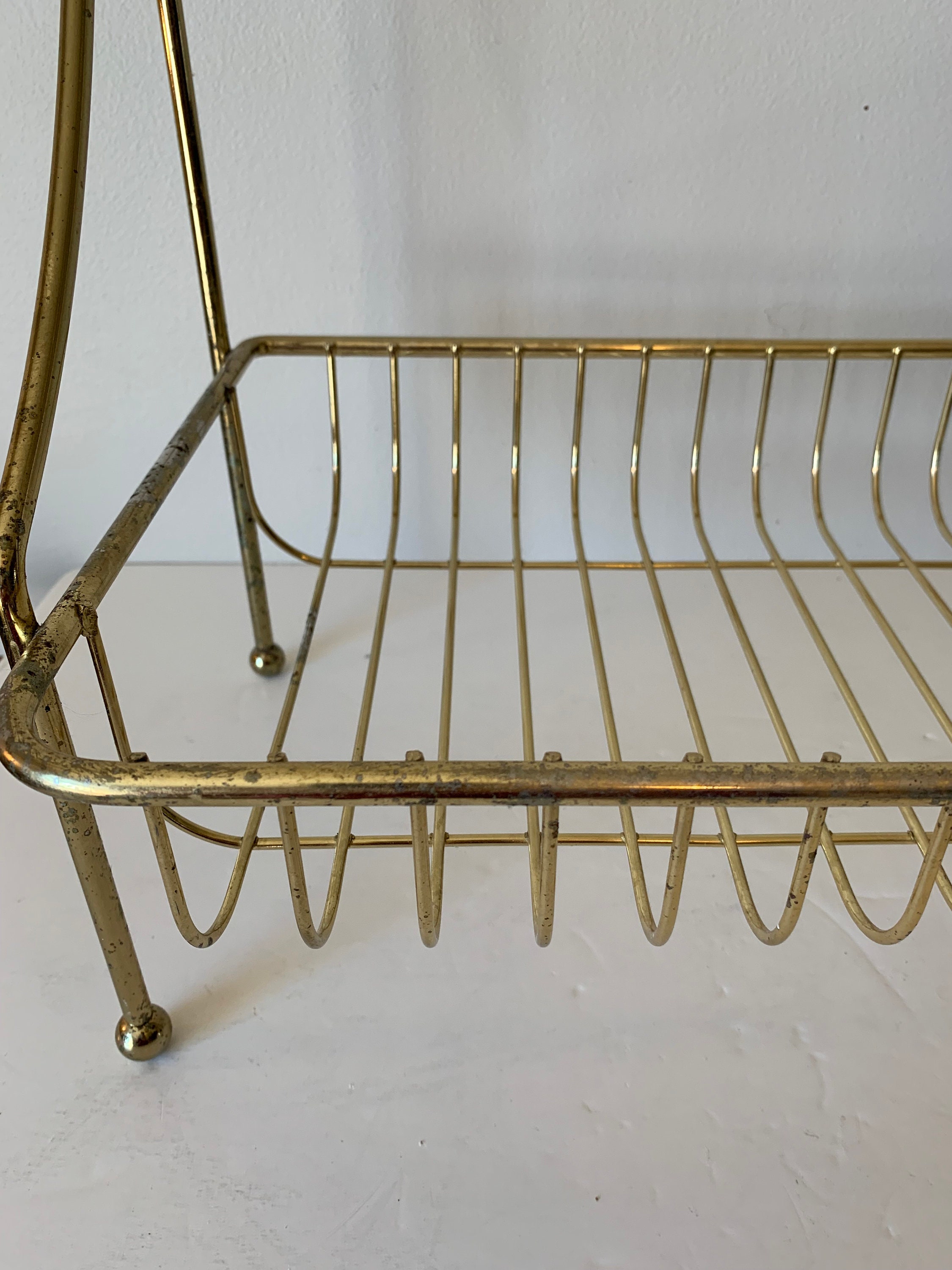 Vintage Mid-century Modern Brass Free Standing Towel Quilt Rack With 3 ...