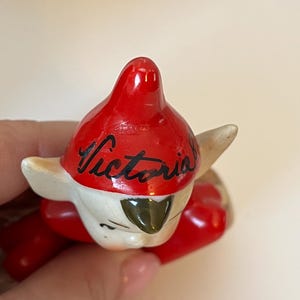 Vintage Ceramic Pixie Figurines in Red, Kitsch Elf Figure, 1950's Japan ...