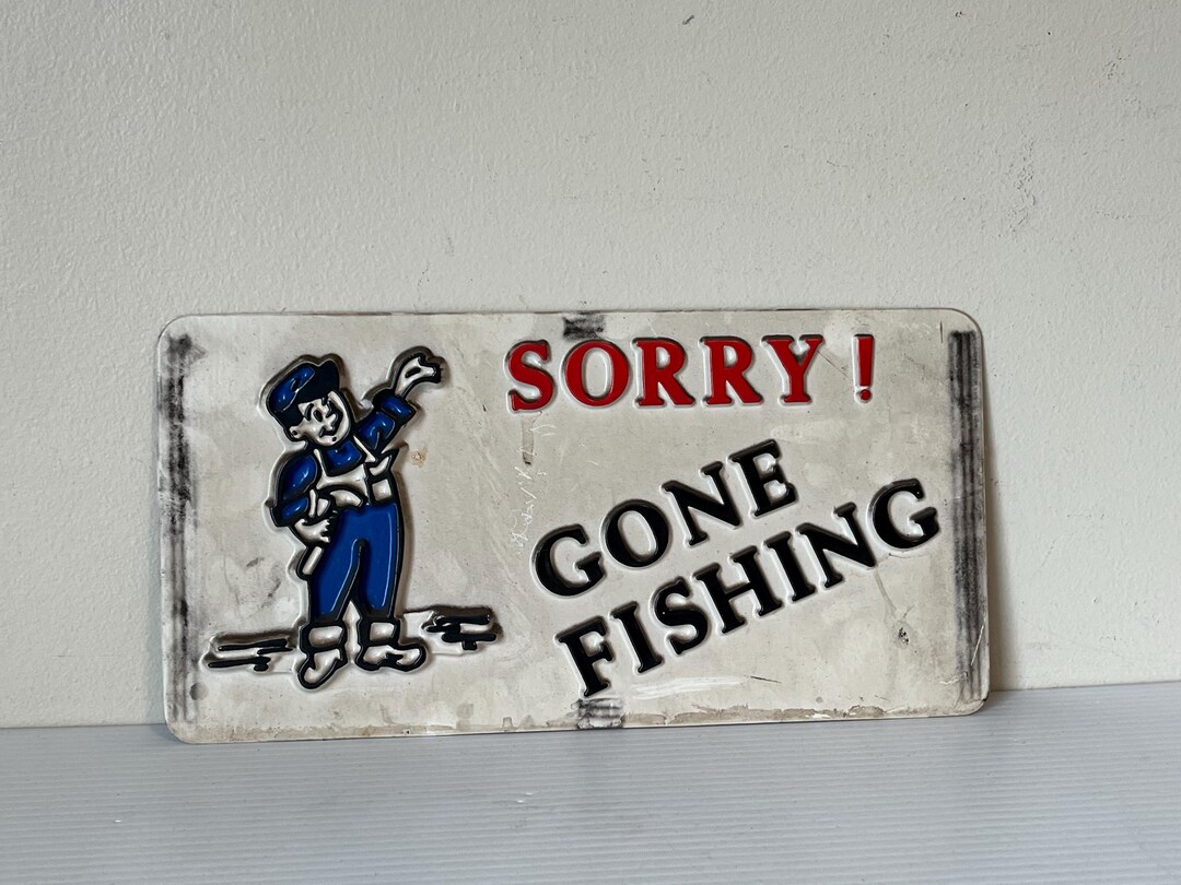 Vintage Plastic Gone Fishing Sign, Retro Man Cave Decor - Etsy