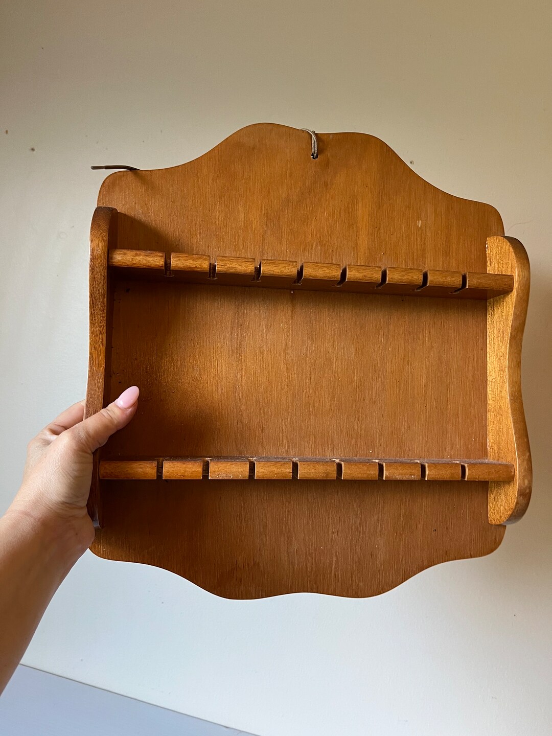 Vintage Wooden Souvenir Spoon Holder, Ornate Display Stand, Kitchen ...