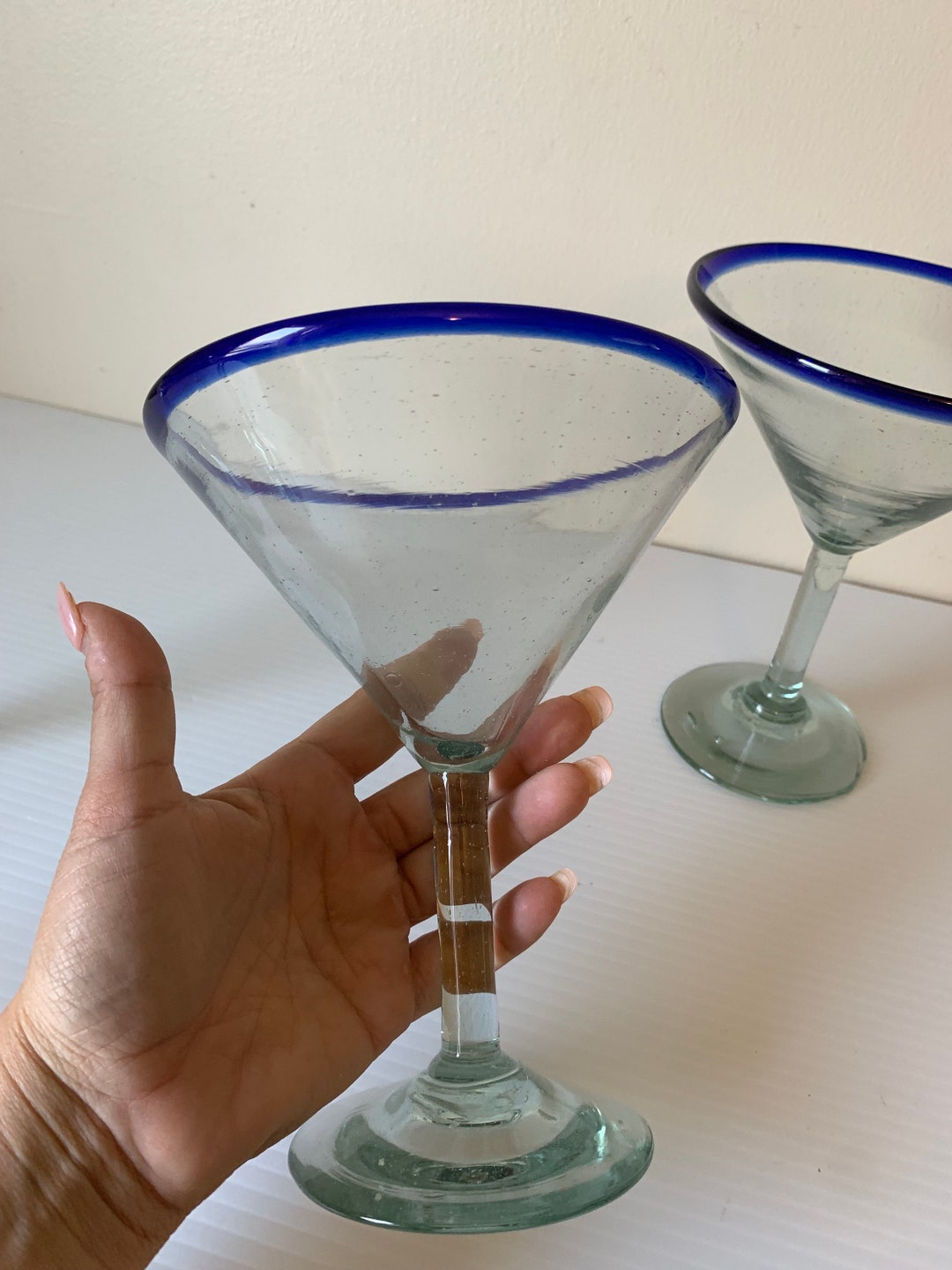 4 Vintage Heavy Hand Blown Vintage Mexican Margarita Glass, Cocktail ...
