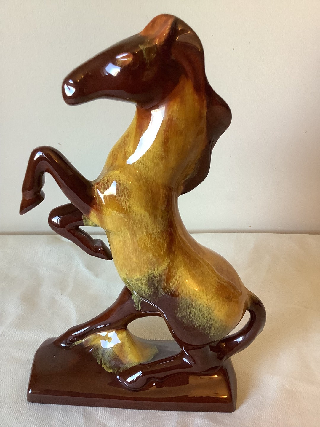 Rare Blue Mountain Pottery Stallion: Majestic Rearing Horse in Striking ...