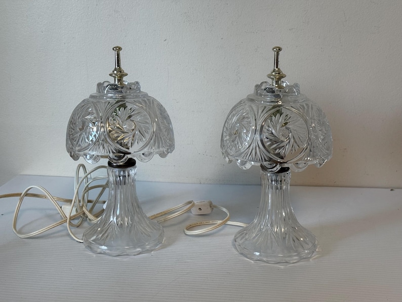 Vintage Crystal Table Lamps, Pinwheel Design, Pair Accent Lamps - Etsy ...