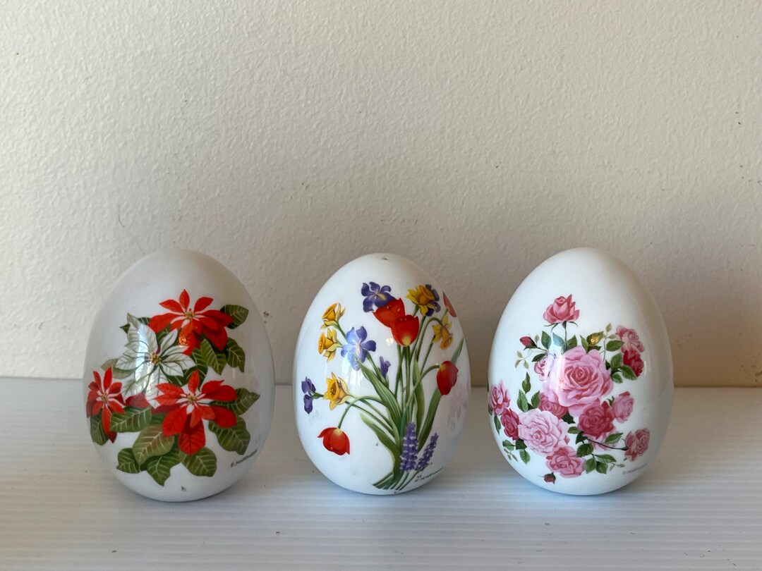 Vintage Avon Ceramic Floral Eggs, Spring Easter Decor - Etsy