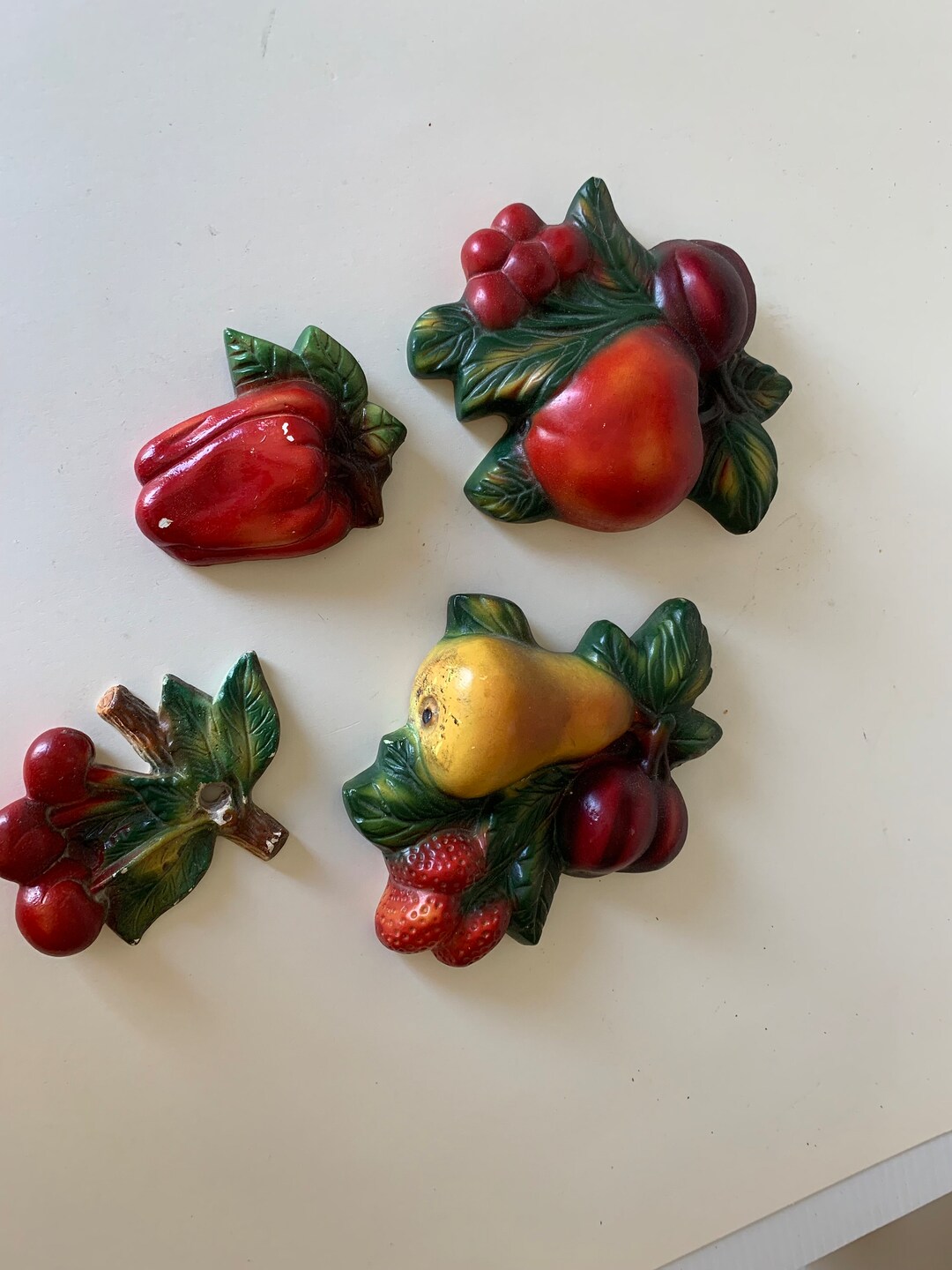Chalkware Fruit Collection, Mid Century Vintage Decor, Kitchen Display ...