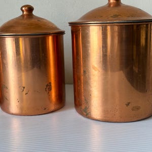 Nesting Vintage Copper Canister Set, Retro Storage Jars, Rustic Home ...