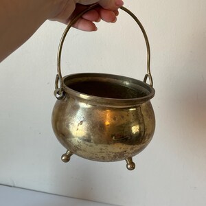 Vintage Small Brass Cauldron Pot Footed - Etsy