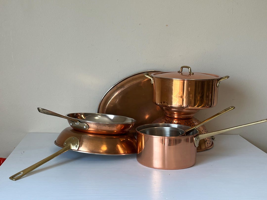 Vintage Copper Collection, Copper Pots and Pans Set, Lightweight ...