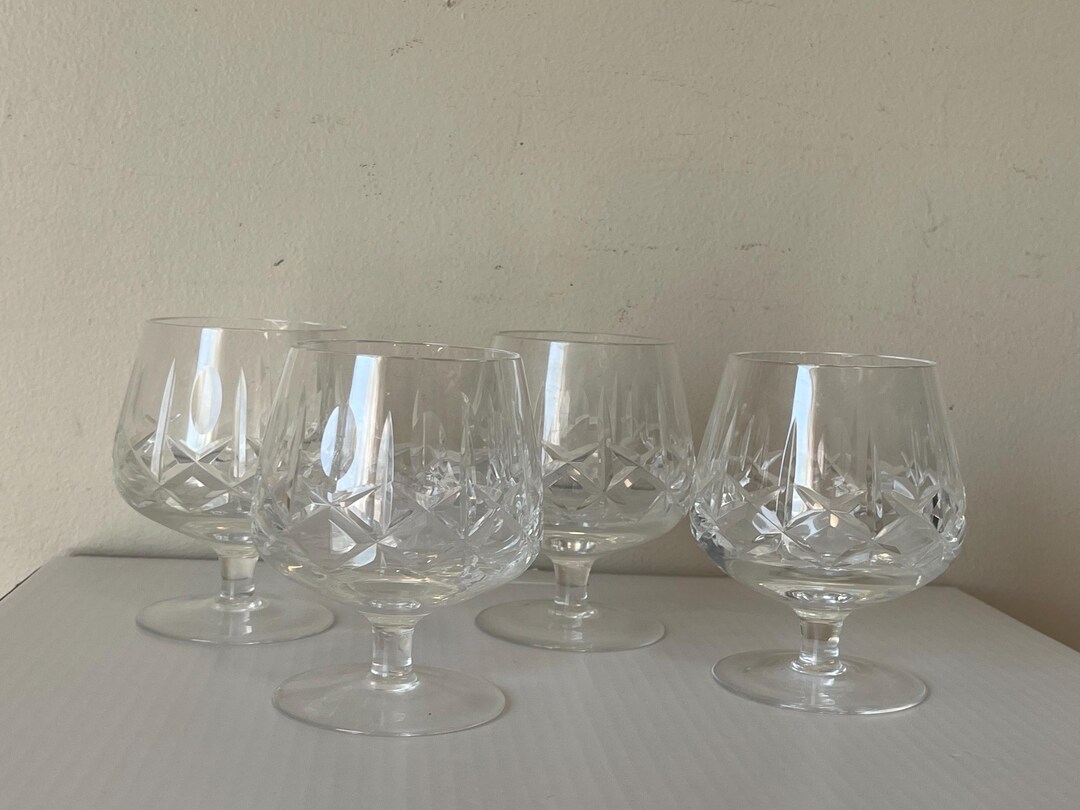 Vintage Crystal Brandy Snifters, Cross and Olive Pattern, Set of 4 - Etsy