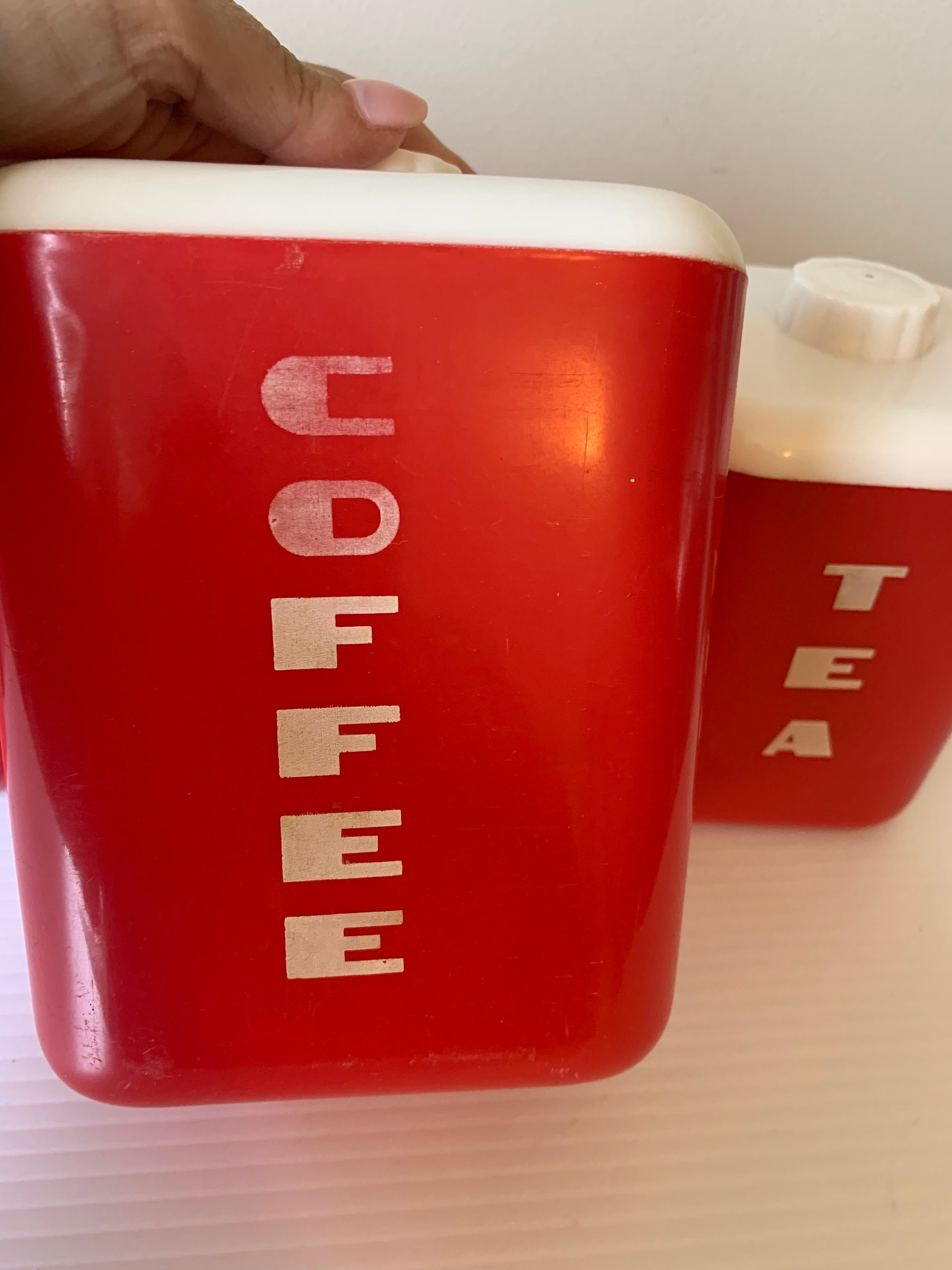 Retro 1950s Red Lustro Ware Canisters: Complete Set of 4 Flour, Coffee ...