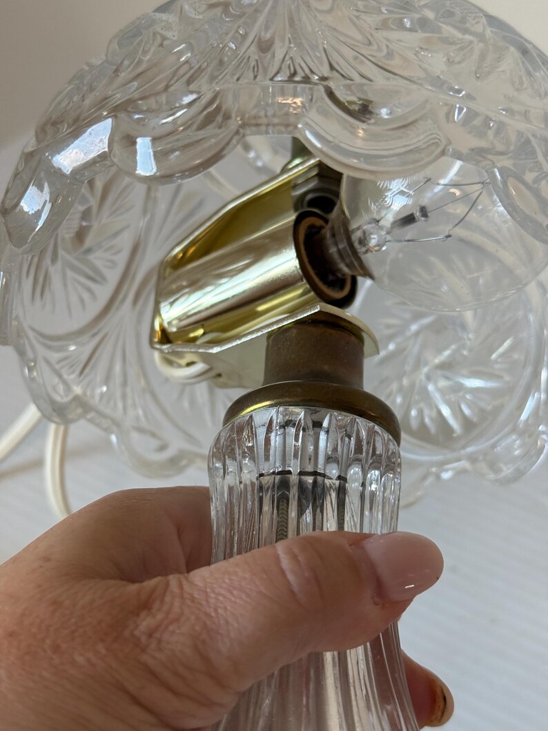 Pair Vintage Table Accent Lamps, Crystal Pinwheel Lamp, Clear Lamp ...