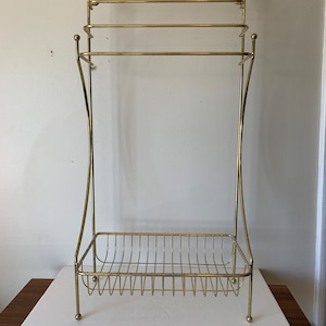 Vintage Mid-century Modern Brass Free Standing Towel Quilt Rack With 3 ...