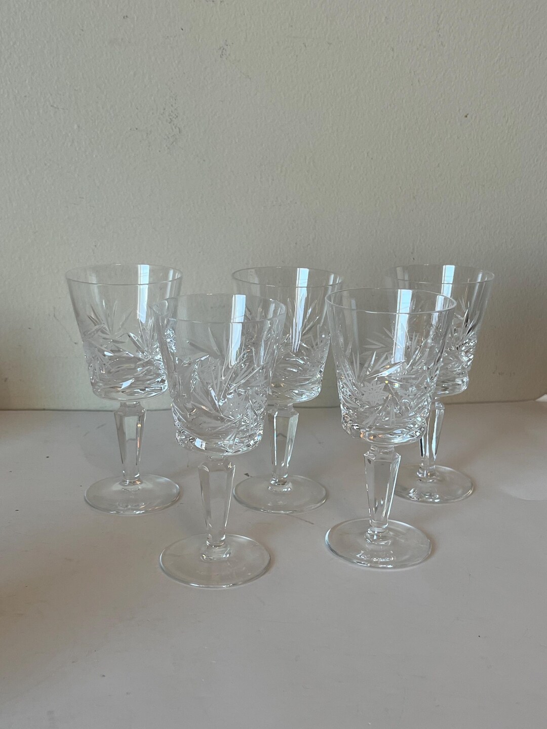 Vintage Pinwheel Crystal Liqueur Glasses, Crystal Stemware, Elegant ...