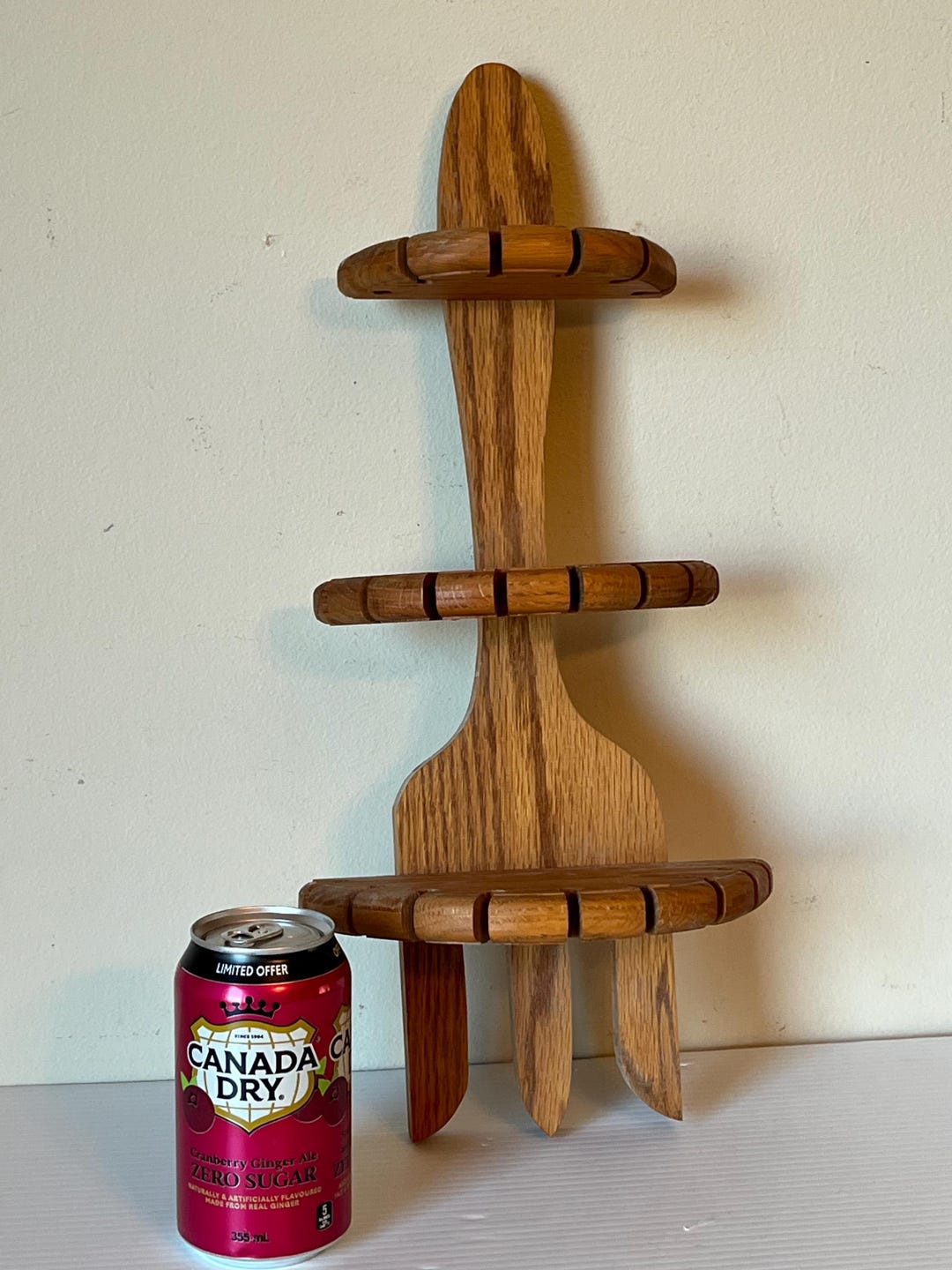 Vintage Wooden Souvenir Spoon Holder, Ornate Display Stand, Kitchen ...