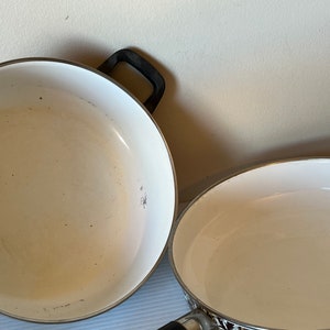 As is Enamel Brown/gold Paisley Flower Fry Pan With Lid, Retro 70s ...