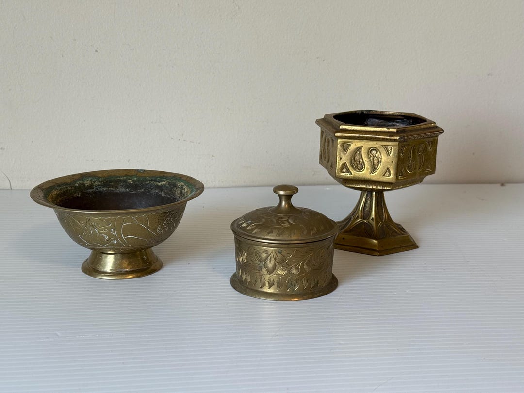 Vintage Brass Containers Collection, Antique Brass Items, Brass Home ...