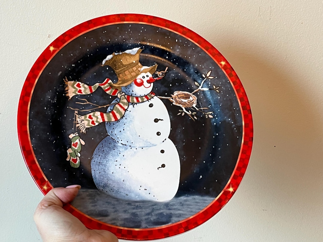 Ceramic Snowman Serving Plate, Winter Table Centerpiece, Holiday Party ...