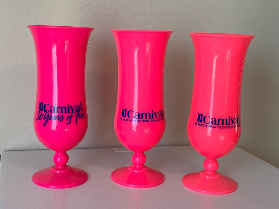 3 Carnival Cruise Ship Plastic Cups, Hurricane Cocktail Drink Cups, Fun ...