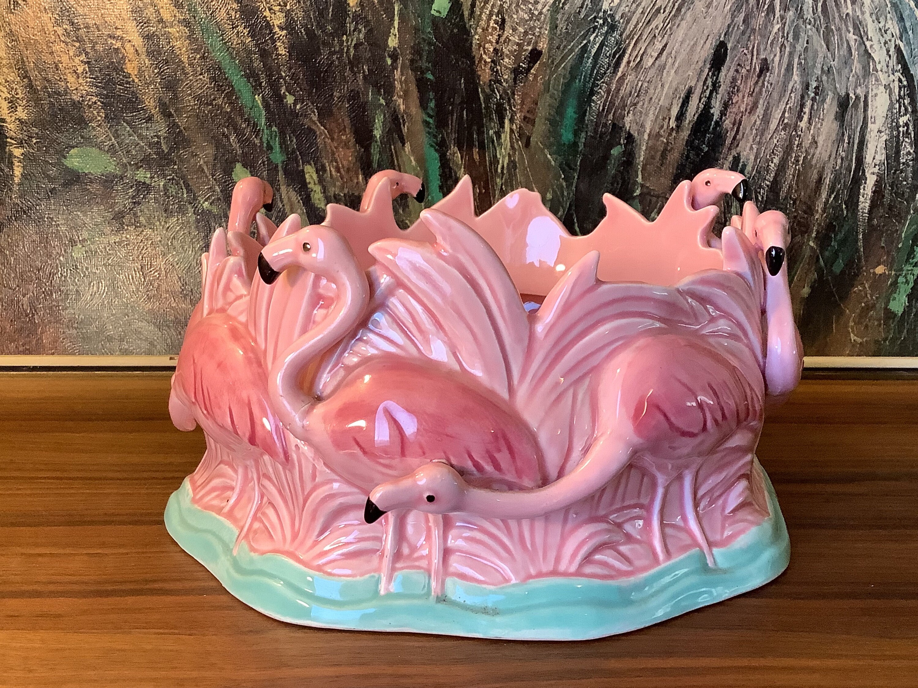 Vintage Vandor Flamingo Dish Planter Hand Painted Pottery Pink 7.5 Wide ...