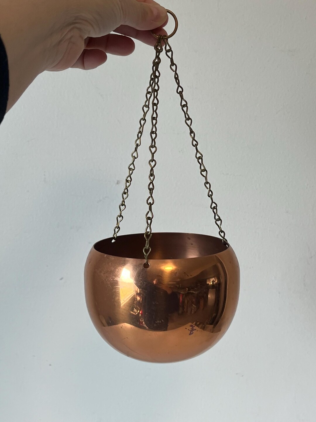 Vintage Copper Hanging Pod Planter, Hanging Plant Holder, Copper ...