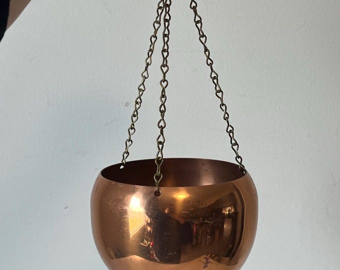 Vintage Copper Hanging Pod Planter, Hanging Plant Holder, Copper ...