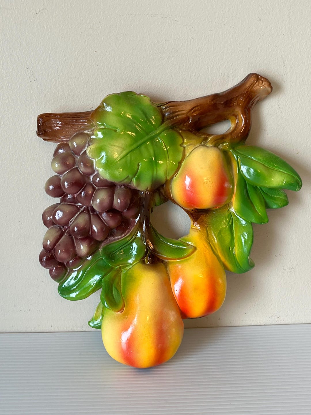 Vintage Mid Century Fruit Chalkware, Vintage Wall Art, Retro Kitchen ...