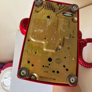 Vintage Red Desk Phone, Retro Push Button Telephone, Landline, 1970s ...