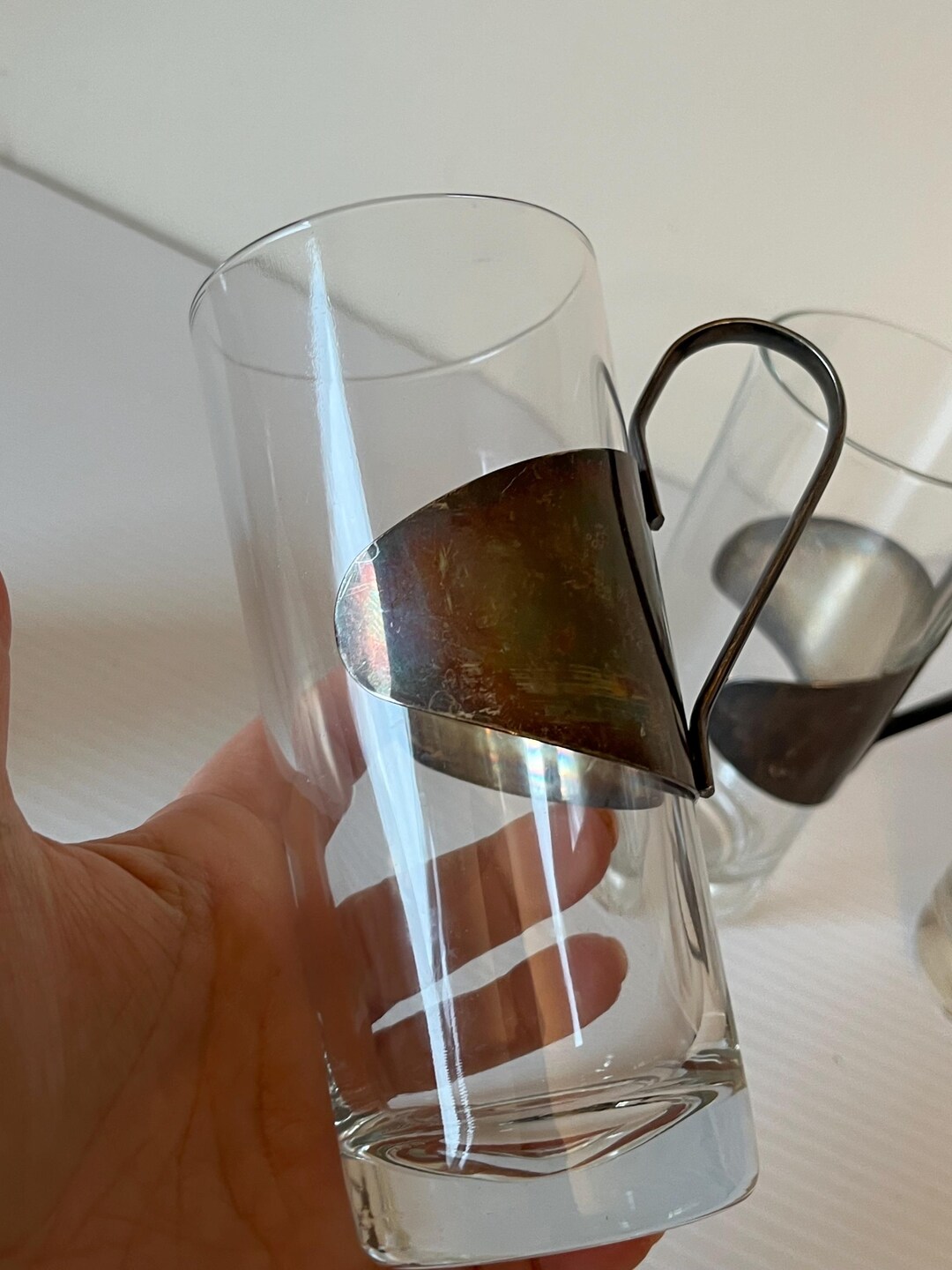 Vintage 3 Hot Toddy Glasses Set, Silver Steel Holders, Irish Coffee Tea ...