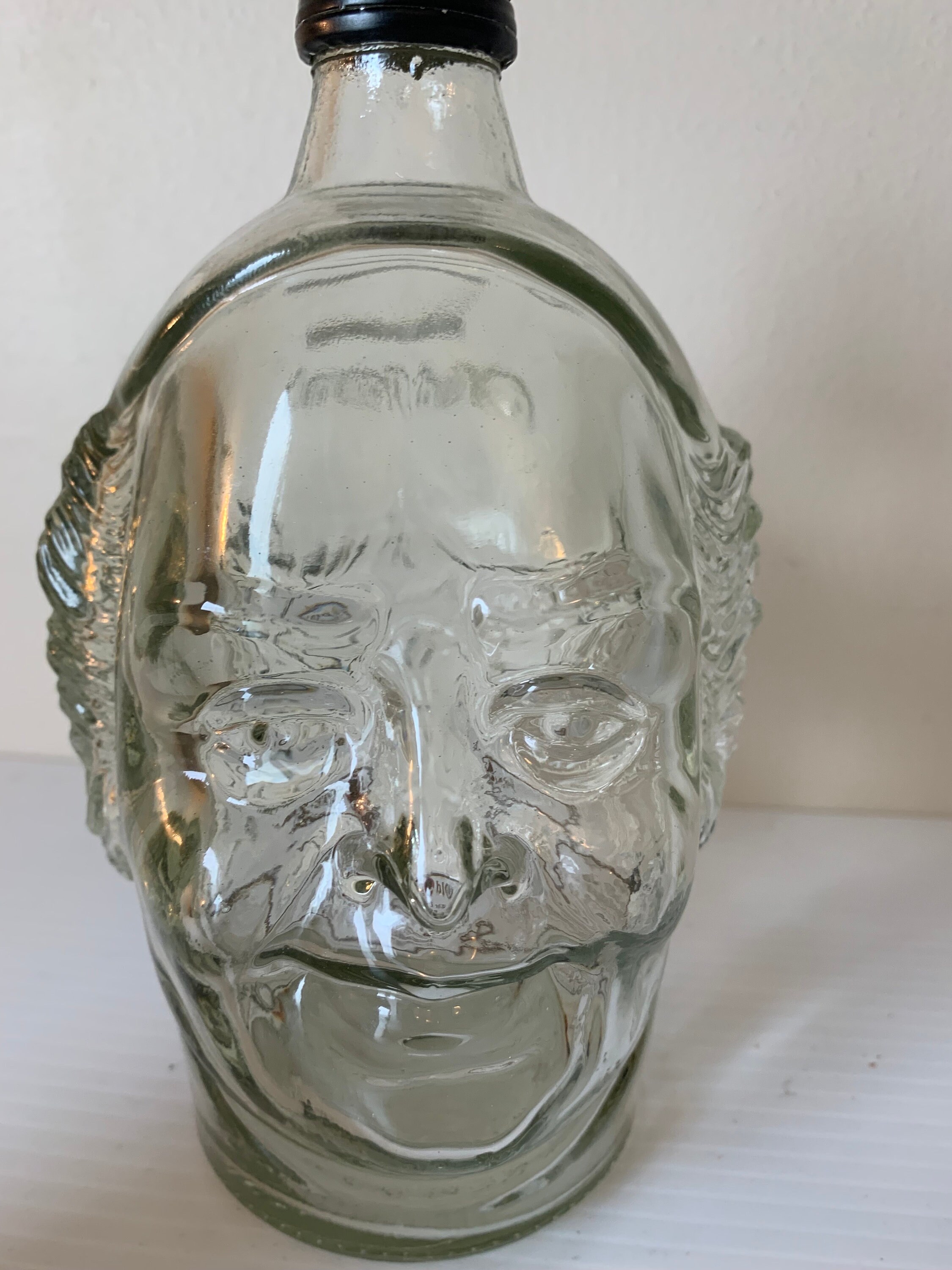 Quirky Vintage Empty Old Monk Bottle: Unique Face-shaped Rum Bottle for ...