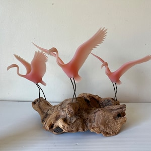 Vintage John Perry Pink Flamingos on Wood , Flamingo Figurine, Fun ...