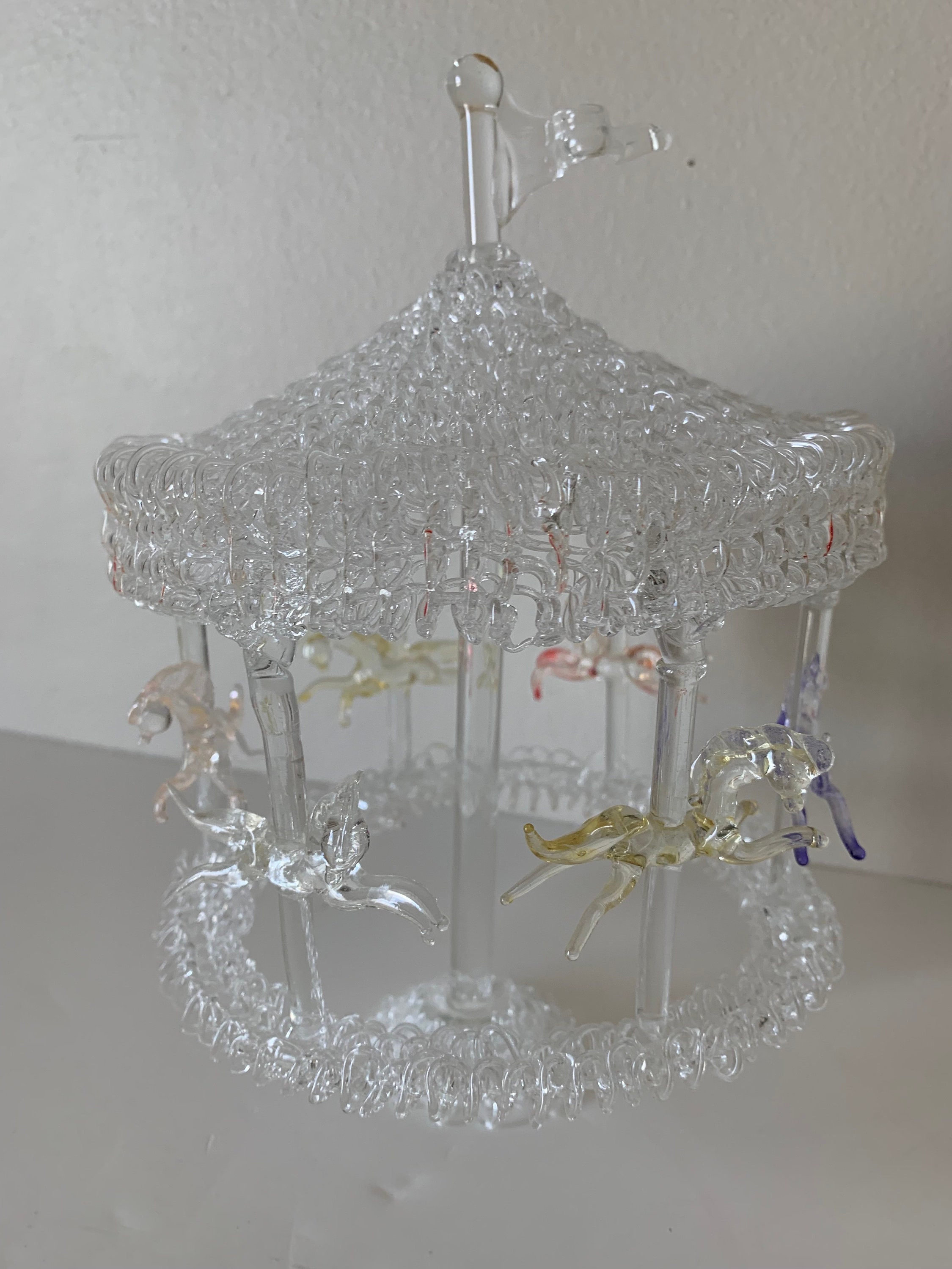 Vintage Blown Spun Glass Horse Carousel Figurine Stunning - Etsy