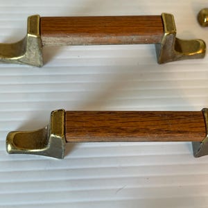 Set of 6 Brown Cabinet Pulls, Vintage Drawer Handles, Brass Door Pulls ...