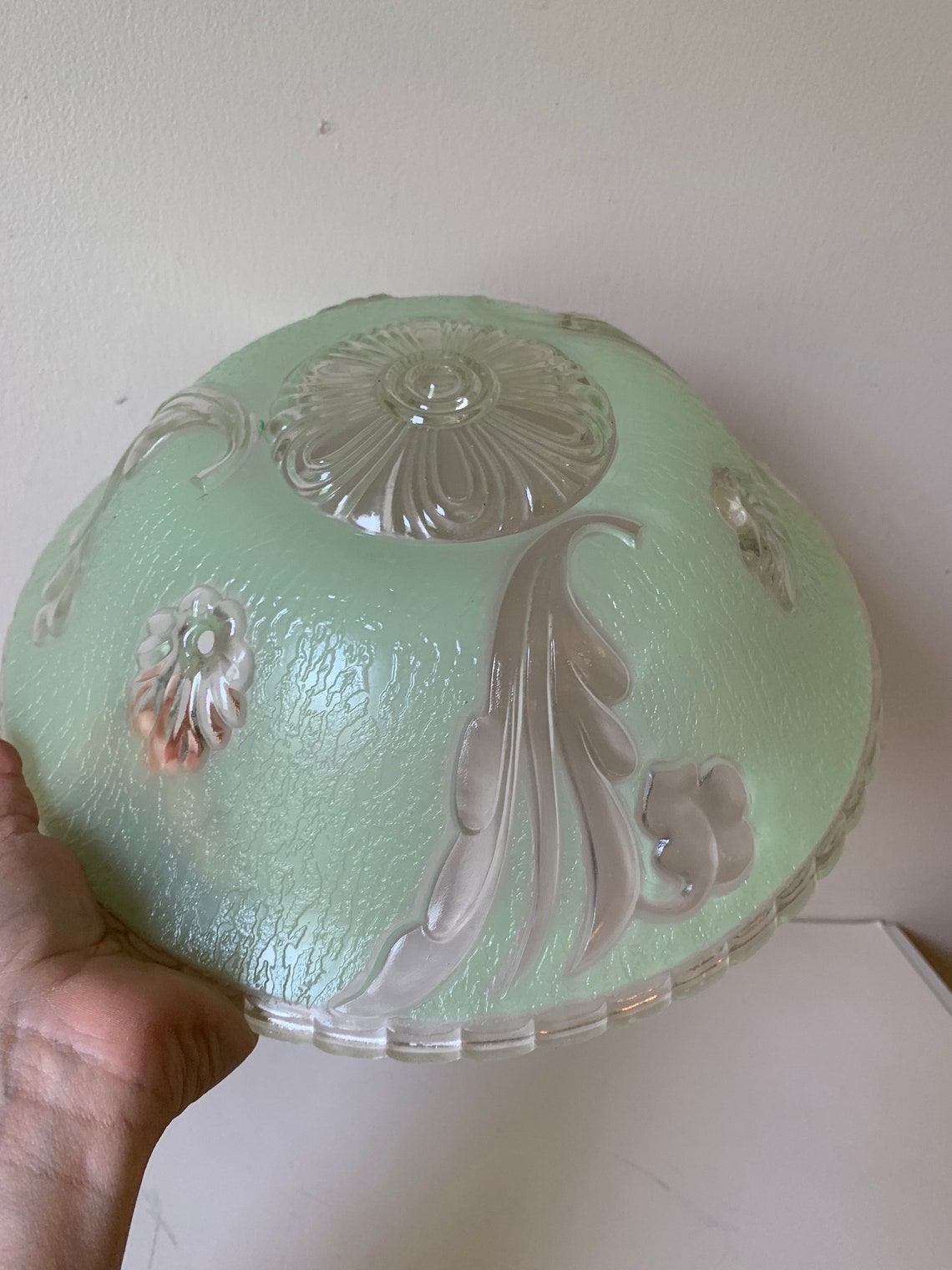 Vintage Pattern Glass Shade for Antique Electric Light, Pressed ...