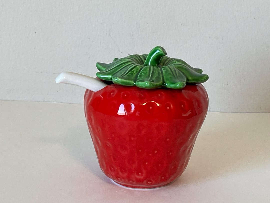 Vintage Jam Jar With Spoon, Strawberry Jam Jar, Collectible Jar ...