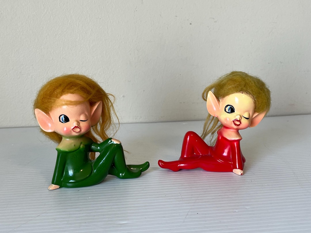 Pixie Elf Figurines, Mid-century Christmas Decor - Etsy