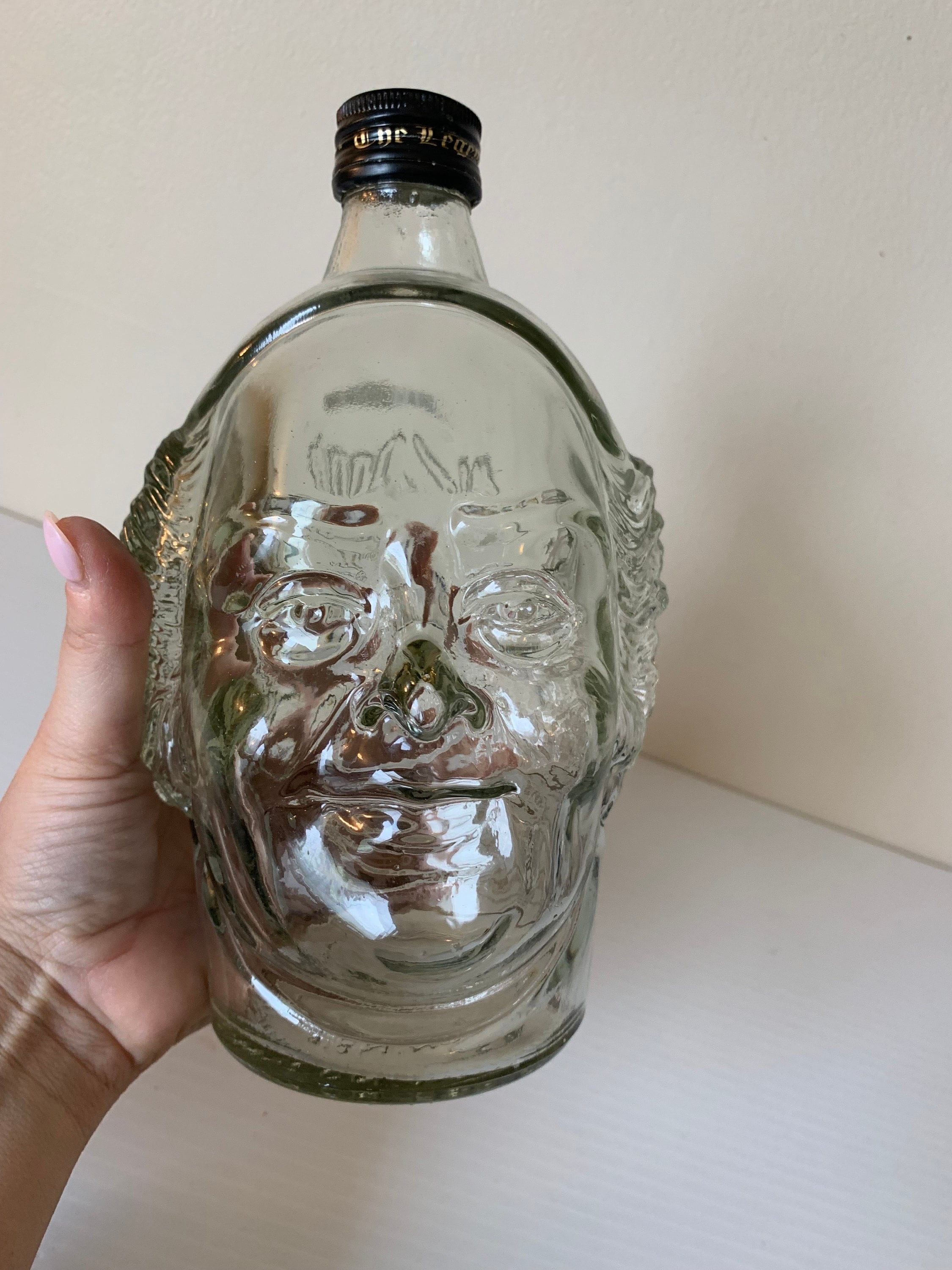 Quirky Vintage Empty Old Monk Bottle: Unique Face-shaped Rum Bottle for ...