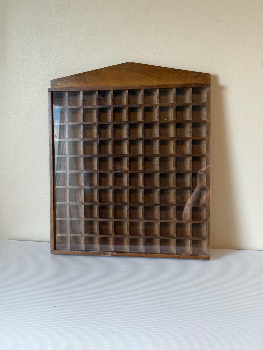 Thimble Display Shelf With Plastic Cover, Vtg House Shaped Knick Knack ...